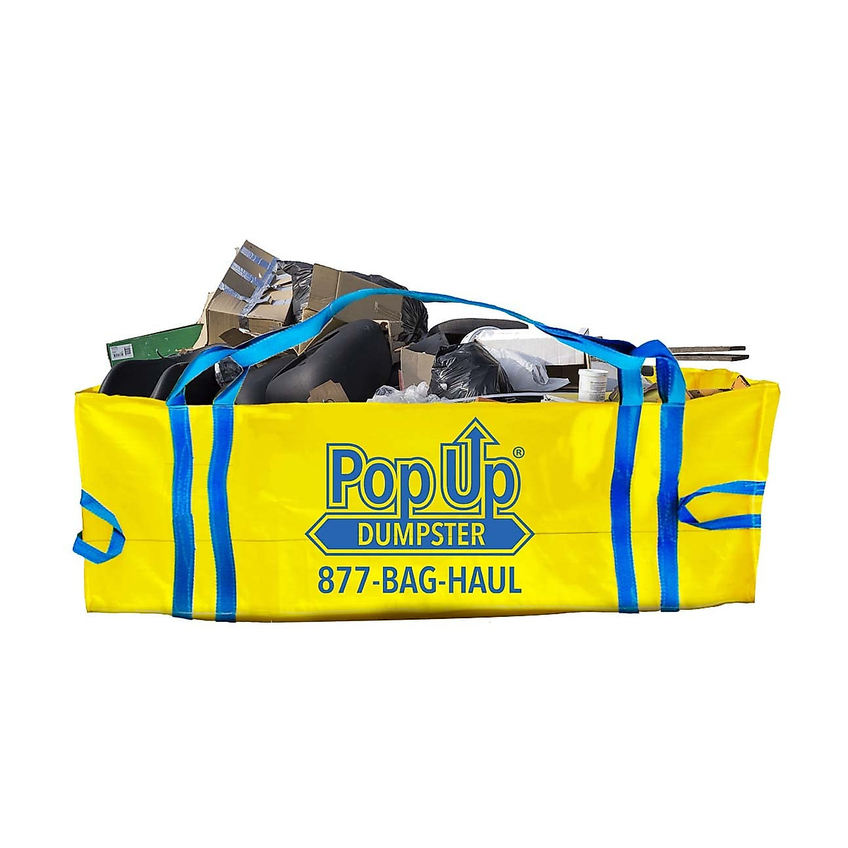Pop Up Dumpster Bag - Yellow Flexible Dumpster Bag 3 cubic yards and holds up to 3,500 lbs, Waste Bag Heavy Duty