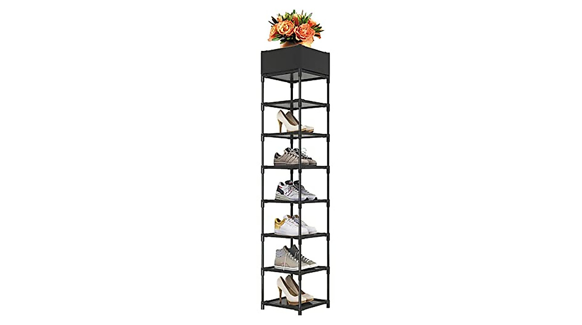 Narrow 8-Tier Shoe Rack for Small Spaces | Febortiey Organizer