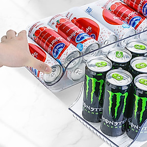 Puricon 2 Pack Clear Lazy Susan Turntable Organizer (12 Inch & 10") Bundle with 2 Pack Skinny Can Drink Dispenser Organizer for Refrigerator