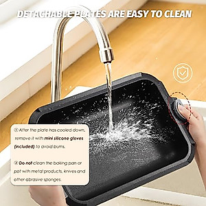 Moongiantgo Electric Indoor Hot Pot Grill, 5 Removable Plates Dual Temperature Control, Multipurpose Hotpot Pot Electric with Grill, Perfect for Korean BBQ, Takoyaki, Pancakes, Smokeless, 110V