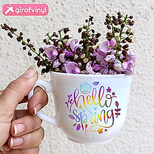 GIRAFVINYL Holographic Vinyl Rose Gold Permanent Vinyl Adhesive Vinyl for cricut 12” X 12” 6Pcs Vinyl for Decor,Car,Home,Tumblers