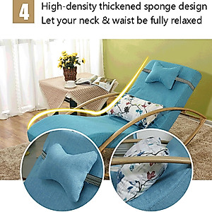 Widened Rocking Chair Outdoor Rocker Oversized Rocker With Steel Frame, Padded Cushion Portable Camping Chairs Modern Rocking Lawn Chair For Patio, Backyard, Balcony, Porch, Load Capacity 150KG ( Colo