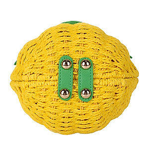 QZUnique Women's Straw Pineapple Shape Bag Cute Pineapple Cross body Small Handbag Purse