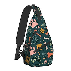 Animal Paws And Bones Sling Bag For Women Men,Crossbody Shoulder Bags Casual Sling Backpack Chest Bag Travel Hiking Daypack For Outdoor
