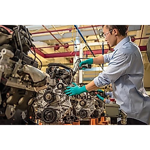 Ansell TouchNTuff 92-600 Nitrile Lightweight Glove with Beaded Cuff, Chemical/Splash Resistance, Powder Free, 4.7mil Thickness, 240mm Length, Size 9, Green (Box of 100)