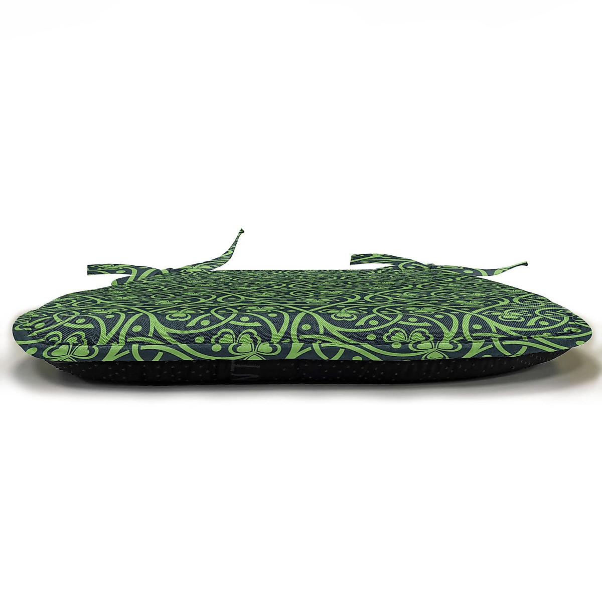 Ambesonne Irish Chair Seating Cushion Set of 2, National Foliage Pattern Intricate Twigs and Dots Trefoil Botanical Abstraction, Anti-Slip Seat Padding for Kitchen & Patio, 16"x16", Black Lime Green