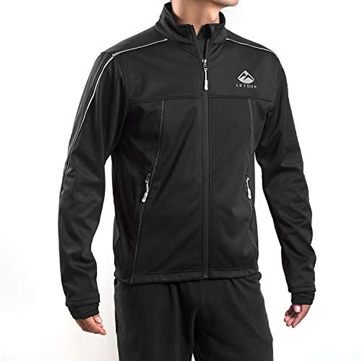 Letook Winter Thermal Fleece Cycling Jacket Men Windproof Warm Comfortable Cycle Wear with Reflective for Outdoor Running, Jogger, Riding 100230 XL