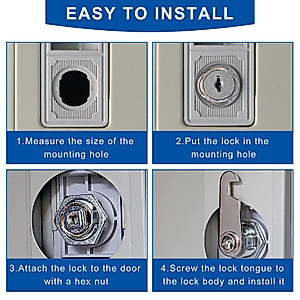 SWZHAI 3 Pcs Cabinet Cam Locks, 1-1/8" Mailbox Lock Cabinet Locks Keyed Alike Drawer Locks with Keys, Zinc Alloy Tool Box Locks Rv Compartment Locks for Secure Important Files and Drawers