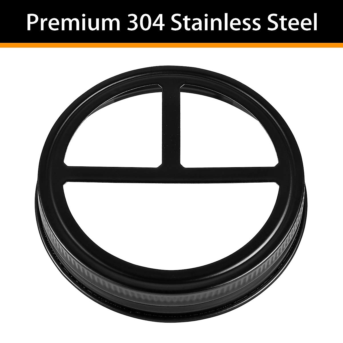 [Wide Mouth] Mason Jar Toothbrush Holder Lid - Rustproof 304 Stainless Steel - for Ball Mason Jar or Any Pint. 16oz. Jar - Farmhouse Decor Bathroom Accessories Set/2-Pack (Jars not Included) (Black)