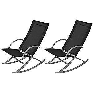 NusGear Patio Rocking Chairs 2 pcs Steel and Textilene Black-348