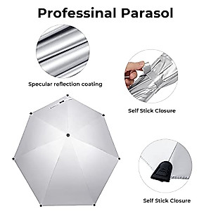 Prospo Adjustable Beach Umbrella with Universal Clamp, Portable UPF 50+ UV Protection Umbrella for Chair, Wheelchair, Golf Cart, Stroller, Bleacher, Patio