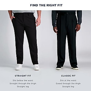 Haggar Men's Cool 18 Pro Classic Fit Flat Front Pant - Regular and Big & Tall Sizes, Black, 32W x 32L
