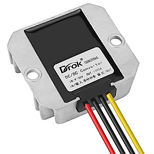 DROK Boost Buck Converter 9V-36V to 12V 5A 60W Aluminium Shell Waterproof Auto Step Up Down Voltage Regulator 12V Volt Transformer for Car Audio Solar Power System LCD Television LED Display Screen
