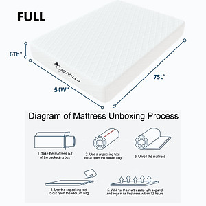LIYIH 6 Inch Full Mattress, RV Mattresses,Guest and Kids Bedroom,Memory Foam Mattress,Trailer Mattress, Back Pain Relief，CertiPUR-US 【2024 New Version】