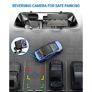 1080P Mirror Dash Cam 4.3in Touch Screen, Front and Dash Waterproof Backup Camera Rear View Camera, Parking Assistance, Loop Recording, G-Sensor, Monitor, Free 64GB Memory Card