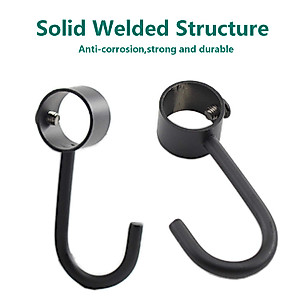 Ulifestar Stainless Steel Closet Rod Hooks, Heavy Duty Utility Hooks for Hanging Pots,Pans,Mugs,Towels,Oven Mitts,Adjustable J Typed Kitchen Hooks Fit for 22mm Rod 5 Pack Black