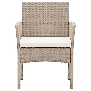 DGZLIIO Outdoor Dining Armchair, Garden Chairs, Patio Armchairs with Cushions 2 pcs Beige Poly Rattan Suitable for Terrace Garden Backyard Lawn Pool Water Surface.