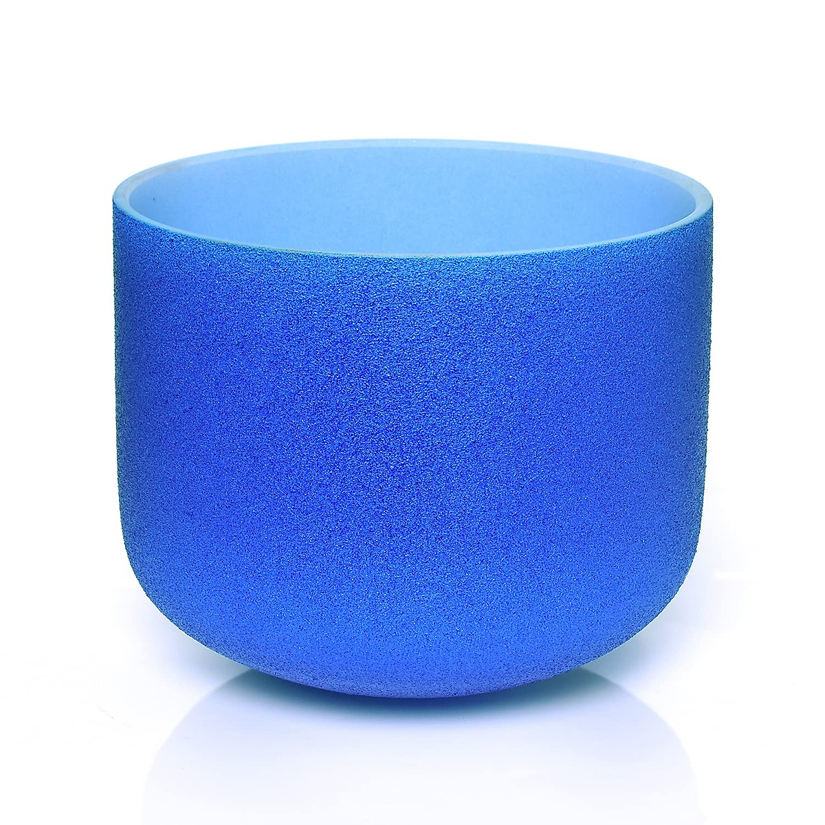 TERRITORY G Note Throat Chakra Blue Colored Quartz Frosted Crystal Singing Bowl 8 inch
