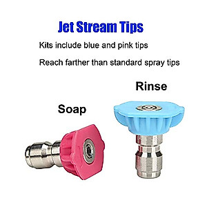 Bopopo 4000PSI Pressure Washer Turbo Nozzle Spray Tip 360° Rotating 1/4'' Quick Connect with 7 Spray Nozzle Tips Kit Multiple Degrees(0, 15, 25, 40 Degrees,Rinse*1,Soap*2) 4.0 GPM 4.0 Orifice.