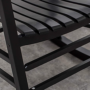 BplusZ KD-30B Wooden Rocking Chair Outdoor Rocker for Porch Patio Lawn Indoor Classic Arm Chairs Black,1 Chair