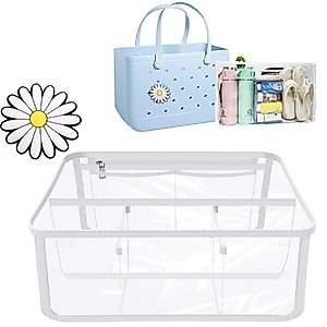 SYTRANREIN Bogg Bag Organizer&Charm Accessories, Waterproof Clear Beach Storage Bag Insert Divider,Compatible with for Bogg Bag XL (White)