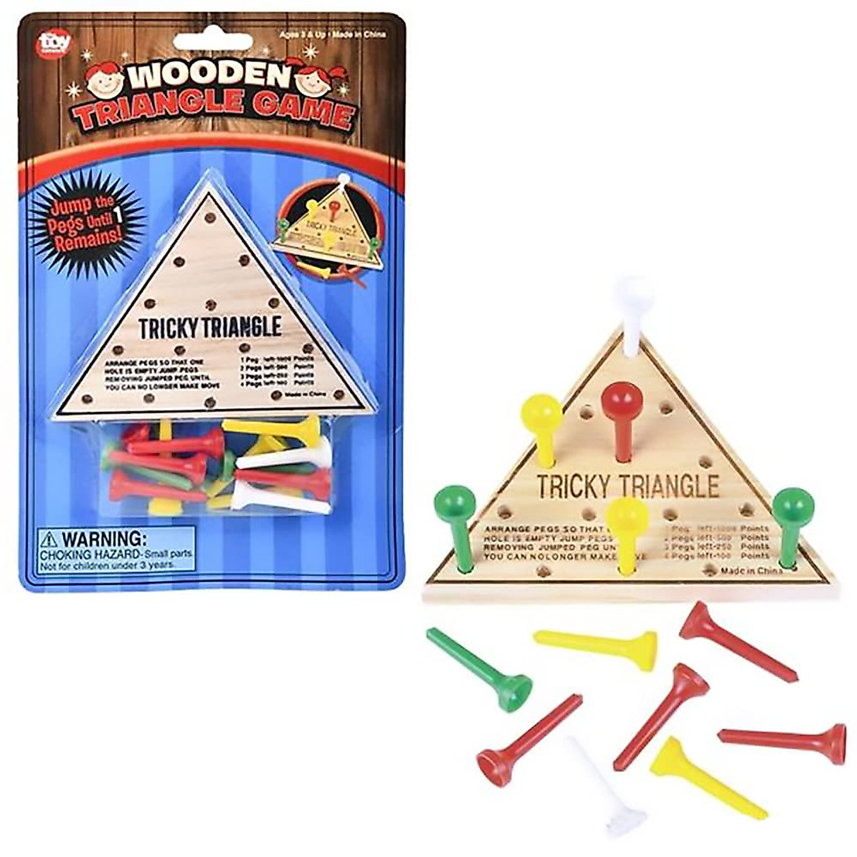 The Dreidel Company Classic Wooden Tic-Tac-Toe Board Games, Great for Prizes, 4.5" (Triangle Game, Single)