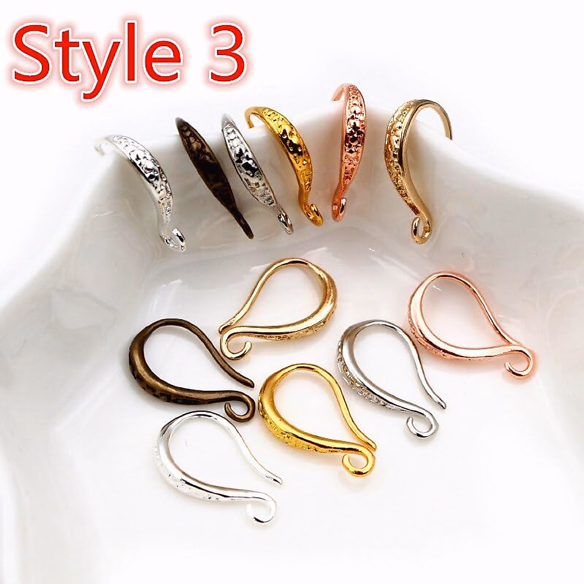 Kentuckiz 17X10Mm 20Pcs Rhodium Silver Gold Plated Earring Findings Earrings Clasps Hooks Fittings DIY Jewelry Making Accessories Earwire - (Color: Z6-23)