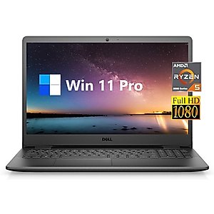 DELL Newest Inspiron 15 Business Laptop, 15.6" Full HD LED, AMD Ryzen 5 5500U,16G RAM,1TB SSD.,Webcam, WiFi, Win 11 Pro, SD Card Reader, Long Battery Life, Carbon Black