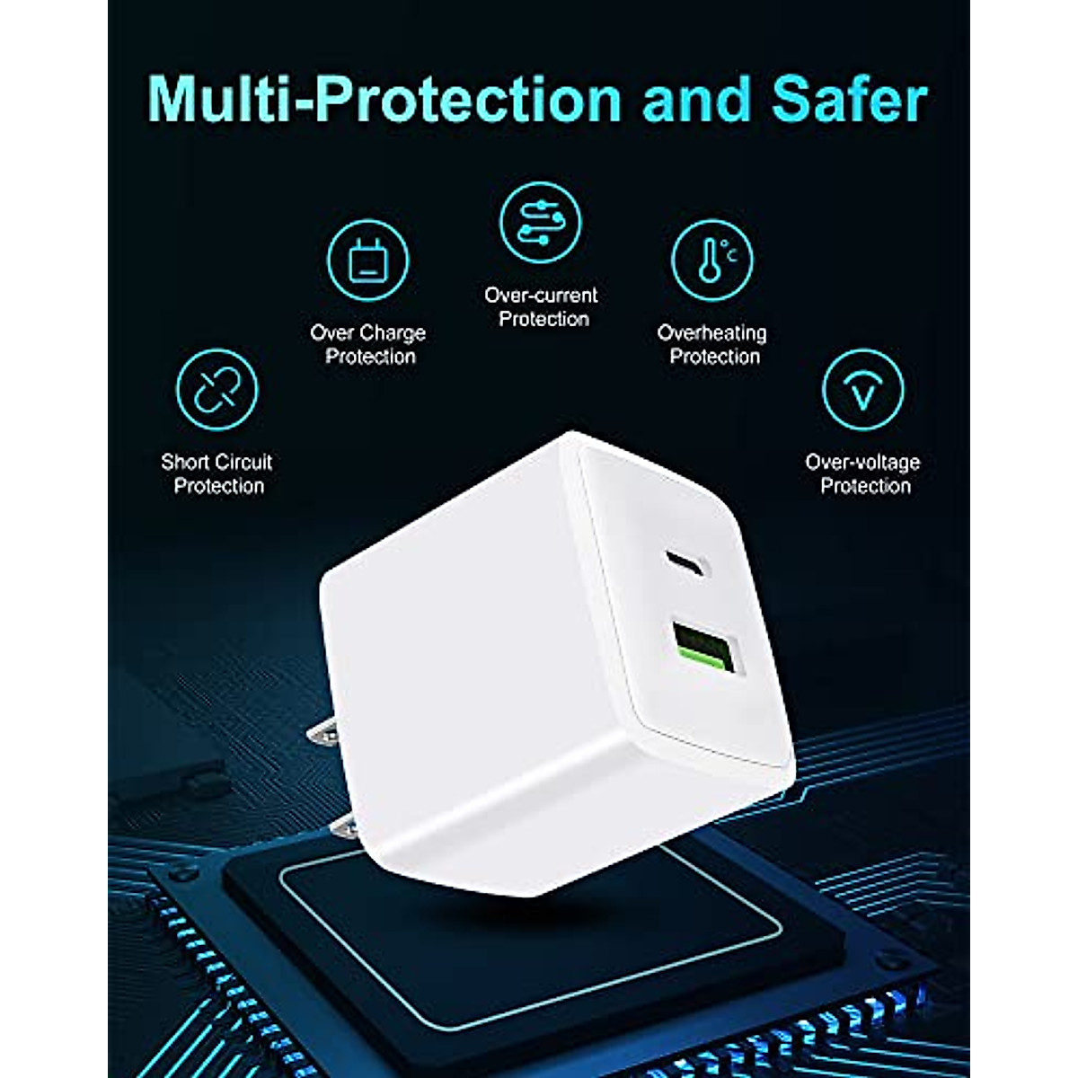 2 Pack USB C Wall Charger, PLSFLICK 20W Dual Port Power Delivery Fast Type C Charging Block Plug Adapter for iPhone 14 13 12 Pro Max Mini XR XS SE, Ipad, Airpods, Samsung Galaxy(White)