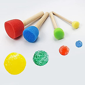 24 Pcs Round Sponge Brush Set, AIFUDA Round Foam Paint Brushes Sponge Painting Tools with Wooden Handles for Arts and Crafts