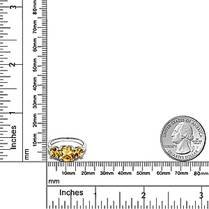 Gem Stone King 925 Sterling Silver Yellow Citrine 3 Stone Engagement Ring For Women (3.90 Cttw, Gemstone November Birthstone, Cushion 8MM, Size 7)