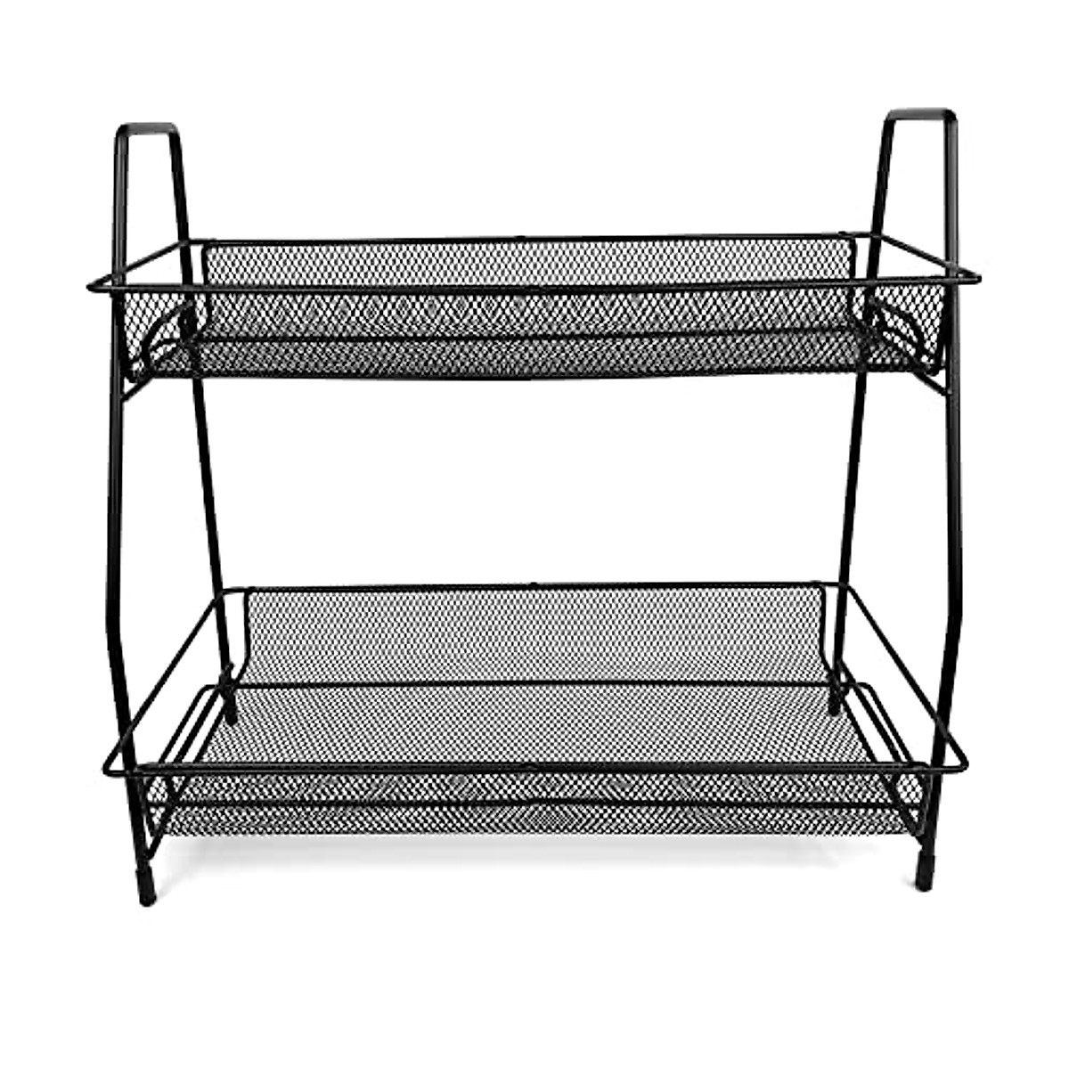 Glynae Kitchen countertop organizer spice rack L35 x W17 x H32.5 cm Bathroom counter organizer storage shelf easy to install and firm - Black