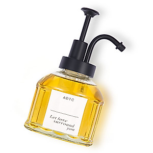 ADTC Coffee syrup dispenser,Syrup dispenser,Glass syrup bottle with pump,Concentrated juice glass bottle,Olive oil bottle,coffee bar,home bar,6.7 oz,Black