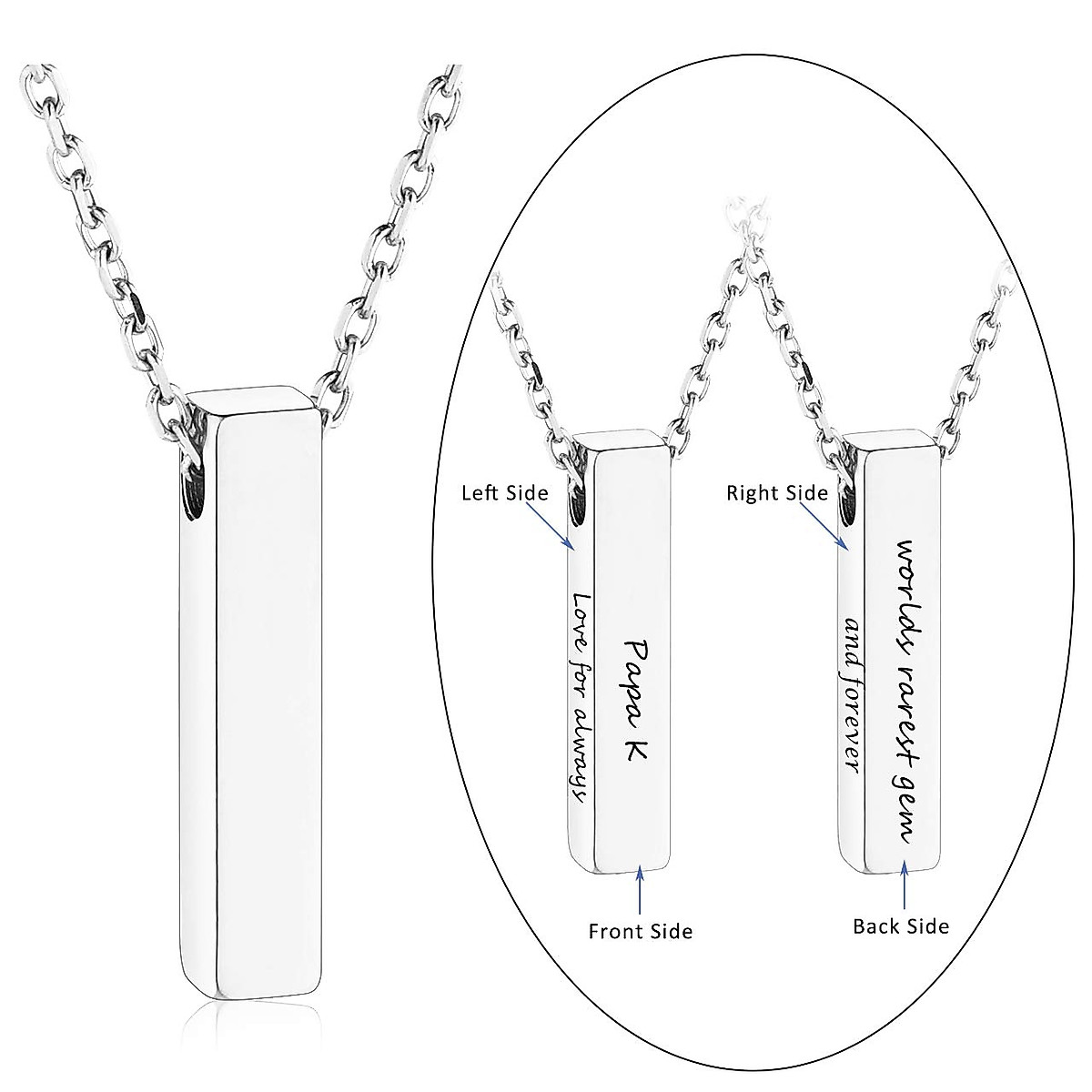 PiercingJ Free Engraving Personalized Custom Stainless Steel Urn Memorial Pendant Bar Necklace Bottle Locket Memorial Necklace Ashes Keepsake Cremation Jewelry
