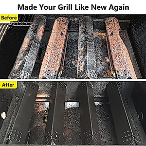 Set of 3 Heat Plate Shields for Nexgrill 720-0830H, 720-0783E, 720-0896B, Grill Master 720-0697, 720-0737, 7200697 Grill Replacement Parts, 14 9/16" Porcelain Steel Heat Tent Flame Tamer Replacement