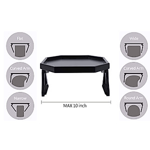 Forzaddik Wooden Sofa Couch Armrest Clip-On Table, Recliner Armrest Organizer Tray for Coffee/Snacks/Electronics (Black)