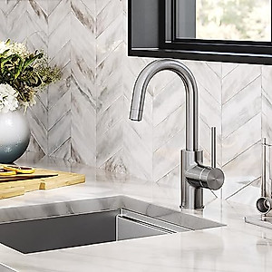 KRAUS Spot Free Oletto Single Handle Kitchen Bar Faucet in All-Brite Stainless Steel Finish, KPF-2600SFS (Pack of 1)