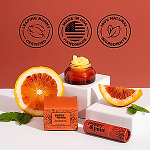 Poppy & Pout Blood Orange Mint Jumbo Lip Balm | All Natural Lip Balms & Moisturizers | Hydrates with Beeswax, Vitamin E, Organic Coconut Oil | Cruelty-Free | Lip Balm in Recyclable Cardboard Tube