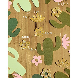 Cactus Paper Confetti Succulent Baby Shower Green Table Decoration Glitter Golden Greenery Scatter Pink Flower Craft Supplies Fiesta Theme Birthday Party Wedding Gift Decor 105 Pcs