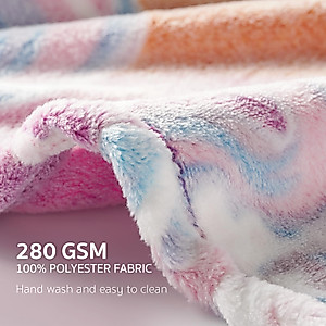 Glow in The Dark Rainbow Unicorn Flannel Throw Blanket – Soft and Cozy for Girls Ages 3 to 10, Suitable for Bedroom, Travel, Camping, Napping, Christmas and Birthday Gift for Girls, Size 50"x60"