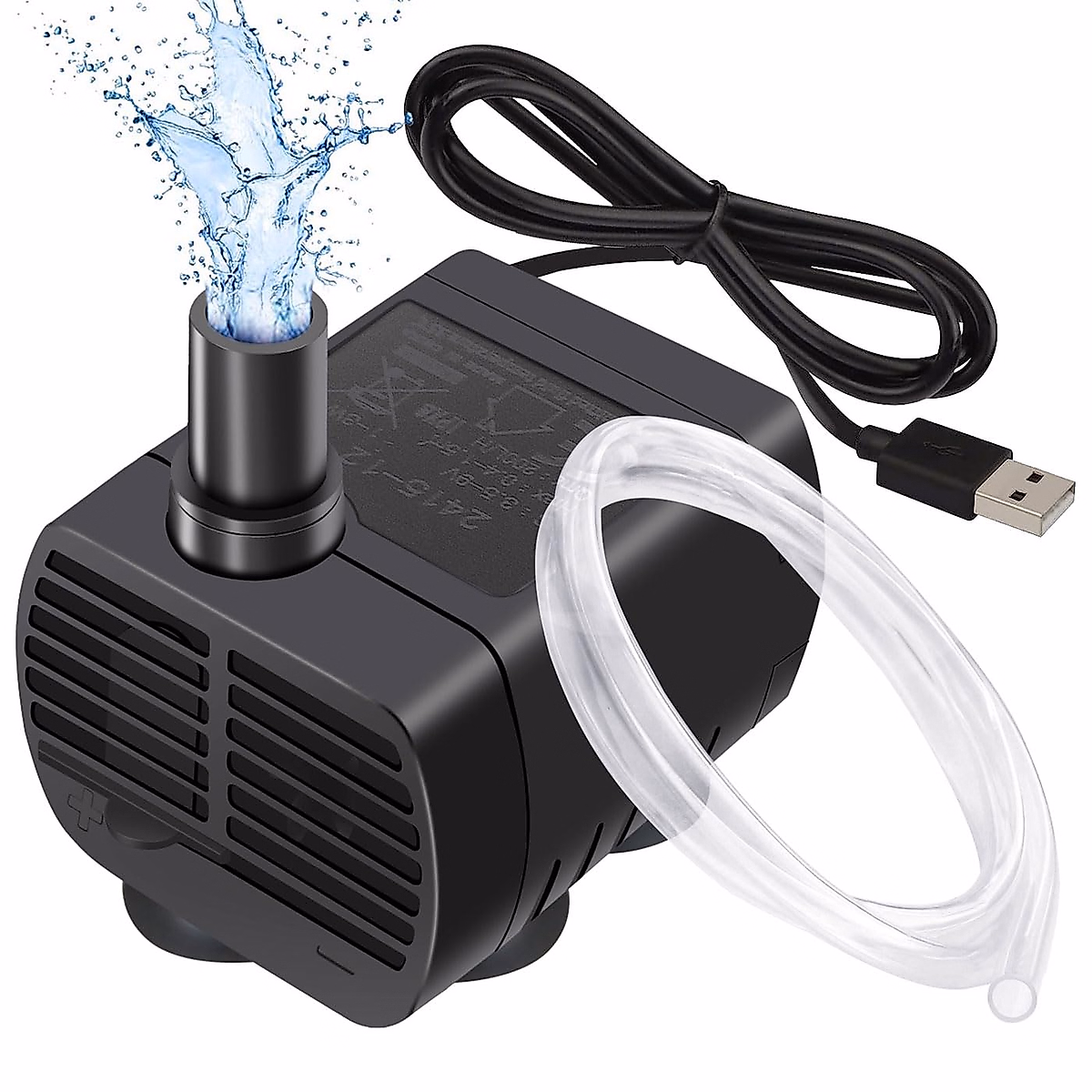 Mini Submersible Water Pump, Ultra Quiet USB Fountain Pump DC 5V, for Pet Water Fountain, Aquarium Fish Tank, Tabletop Fountain, Water Gardens and Hydroponic Systems