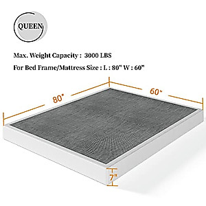 THEOCORATE 7 Inch Box Spring Queen, Metal High Profile Spring, Heavy Duty Mattress Foundation, Easy Clean Cover, Quiet, Non-Slip, Simple Assembly