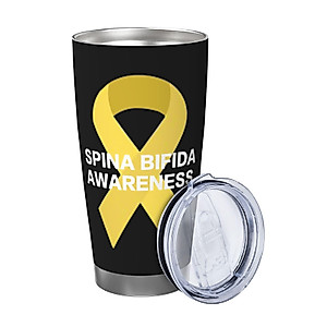 LXWGH Spina Bifida Awareness Tumbler 20oz Stainless Steel Tumbler With Straw & Lid Insulated Water Cups Coffee Mug For Outdoor Travel Festivals Gift