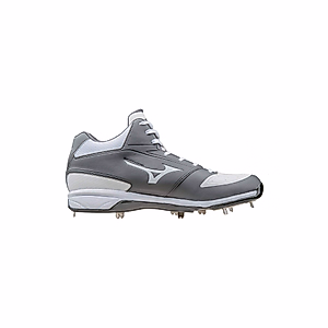 Mizuno mens Mizuno Dominant Mid Grey/White Baseball Shoe, Grey/White, 11.5 D US