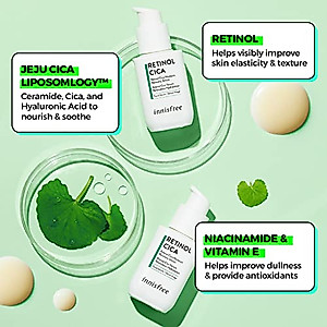 innisfree Retinol Cica Moisture Recovery Serum: Soothing and Hydrating, Visibly Improve Skin Elasticity and Firmness.