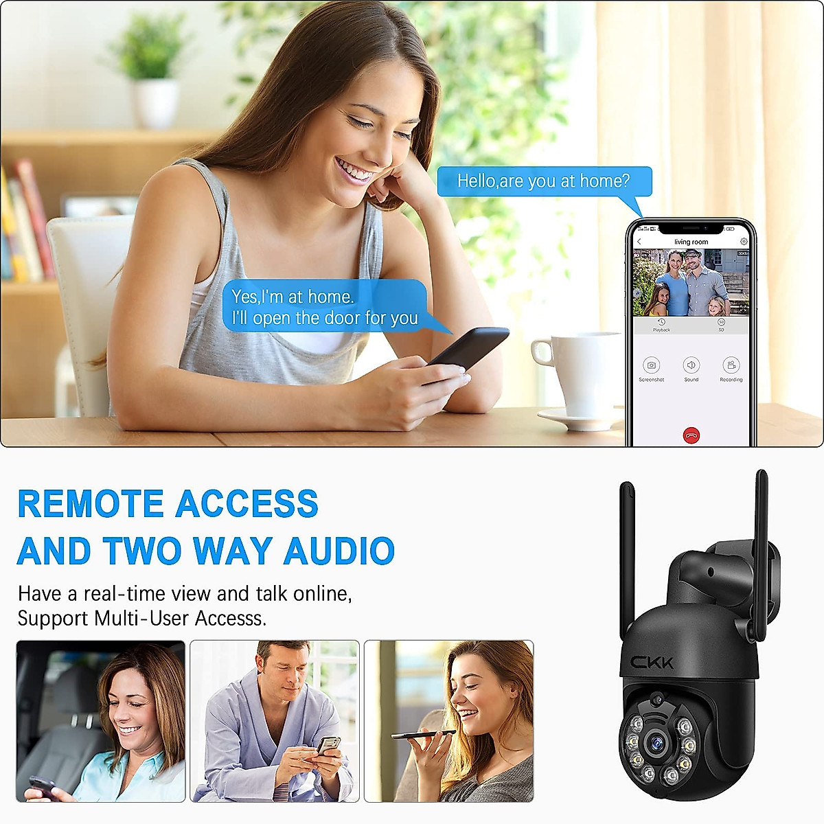 [10CH, Upgrading 5MP] CKK Wireless Security Camera System with 1TB HDD, 4pcs PTZ Cameras Outdoor Indoor, 3K WiFi Surveillance NVR System with Floodlights & Siren Alarm, 2 Way Audio, Waterproof