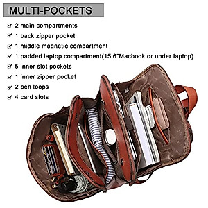 CLUCI Womens Backpack Purse Genuine Leather 15.6 Inch Laptop Backpack Vintage Travel Casual Daypack Reddish Brown