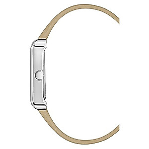 Nine West Women's Japanese Quartz Dress Watch with Faux Leather Strap, Beige, 18 (Model: NW/2117SVTN), Tan/Silver