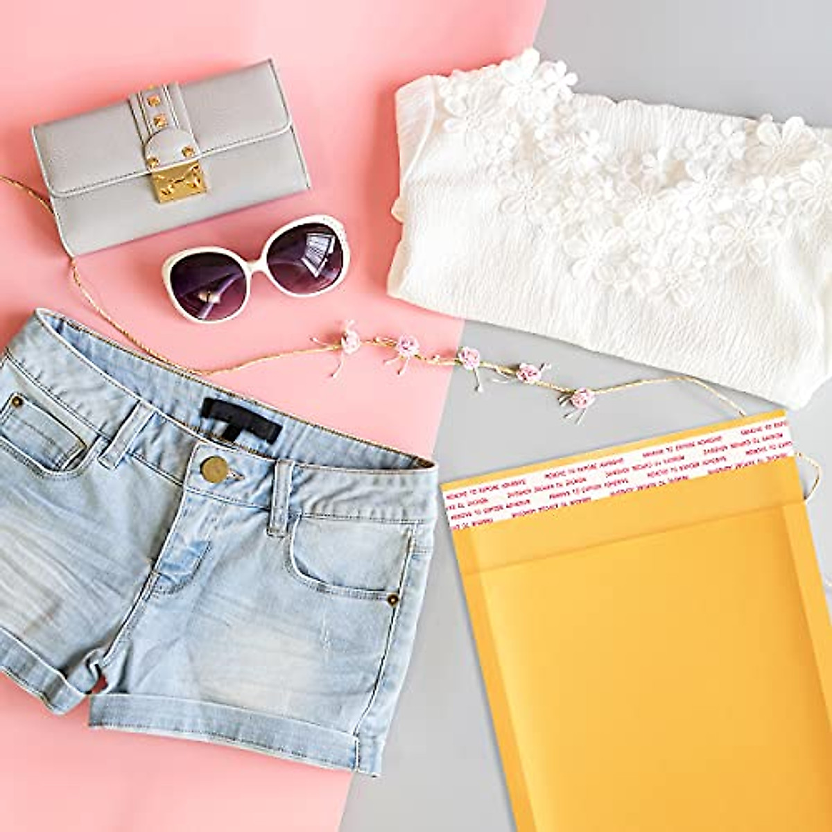 UCGOU Kraft Bubble Mailers 10.5x16 Inch 25 Pack Yellow Padded Envelopes #5 Large Mailing Packages Self Sealing Tear Resistant Boutique Bulk Mail Shipping Bags for Clothes,Book and More