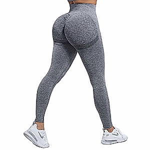 CHRLEISURE Butt Lifting Workout Leggings for Women, Scrunch Butt Gym Seamless Booty Tight (Dark Gray, M)